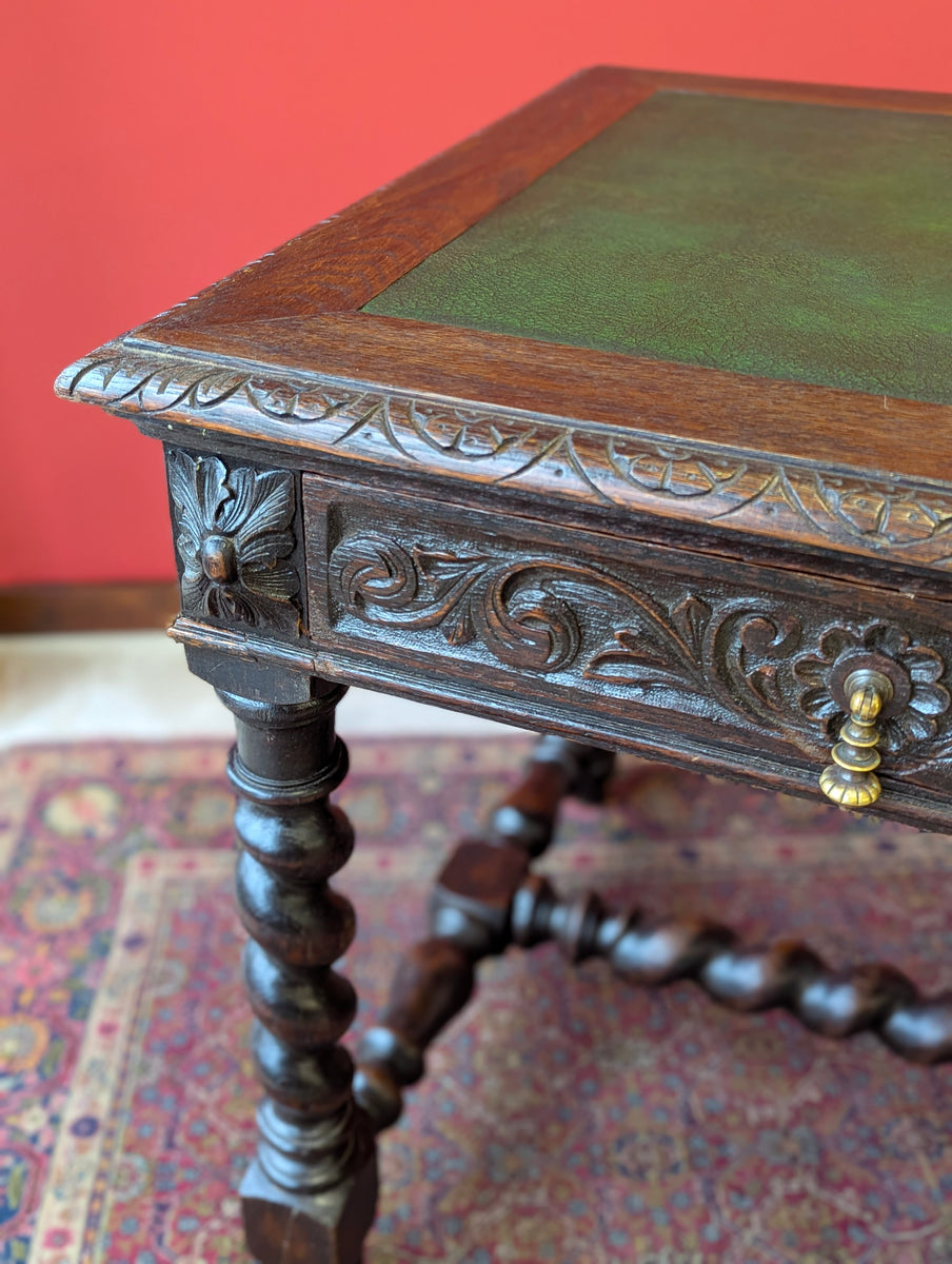 Antique Victorian Carved Oak Library Table Writing Desk by Heals ...