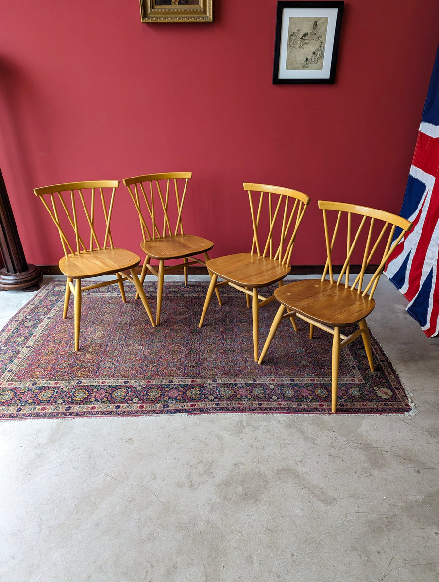 Set of 4 Blonde Ercol Candlestick Dining Chairs Model 376 – Founders ...