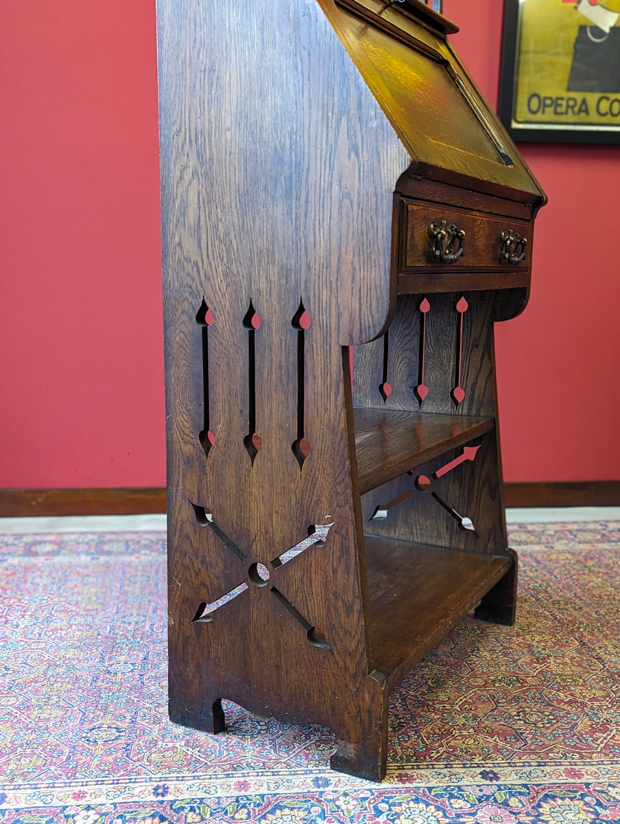 Antique Arts & Crafts Movement Oak Bureau Bookcase / Students Desk ...