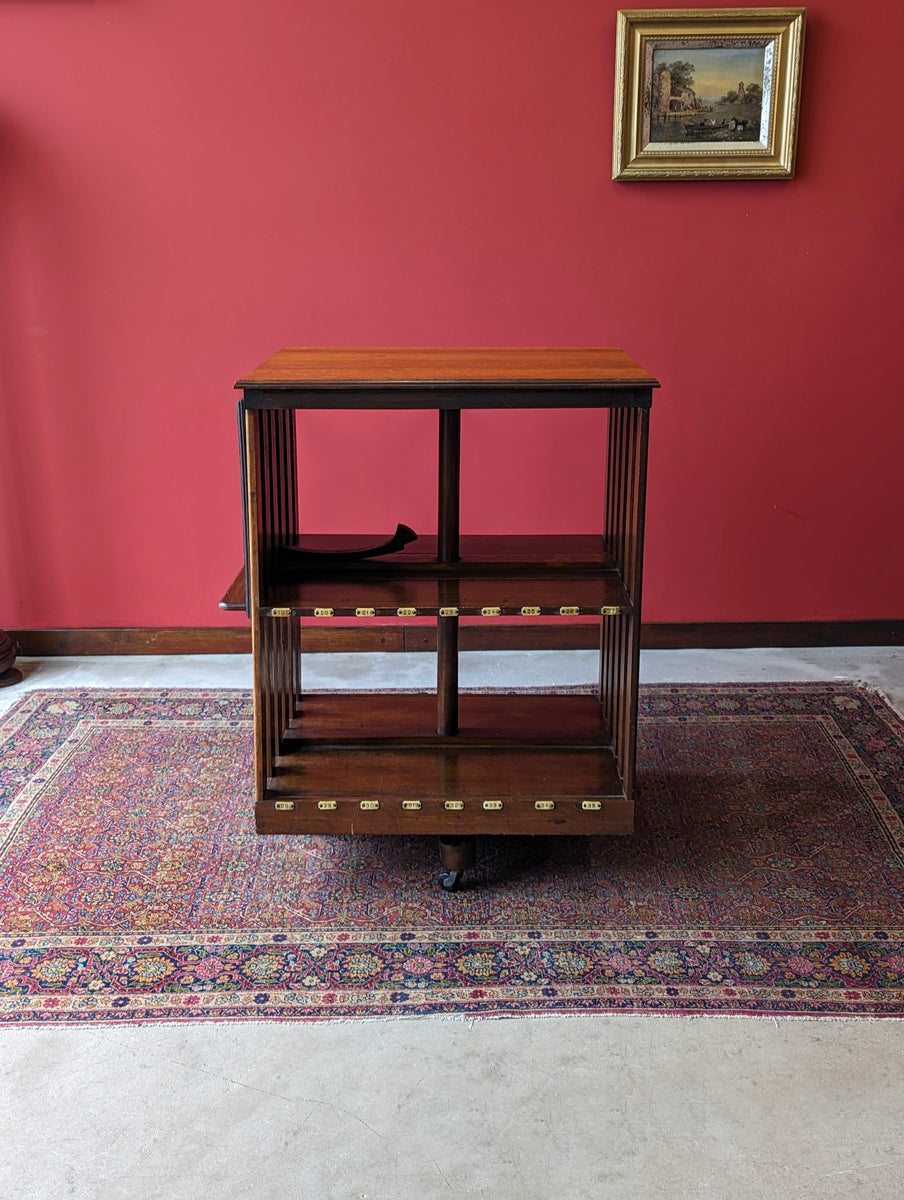 Antique Early 20th Century Oak Revolving Library Bookcase with Reading ...