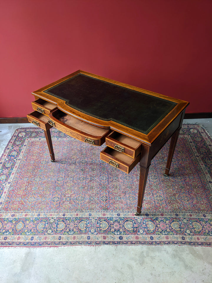 Antique Leather Top Inlaid Mahogany Marquetry Writing Table – Founders ...