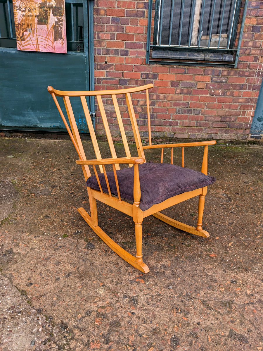 Mid Century Blonde Stick Back Rocking Chair – Founders Antiques