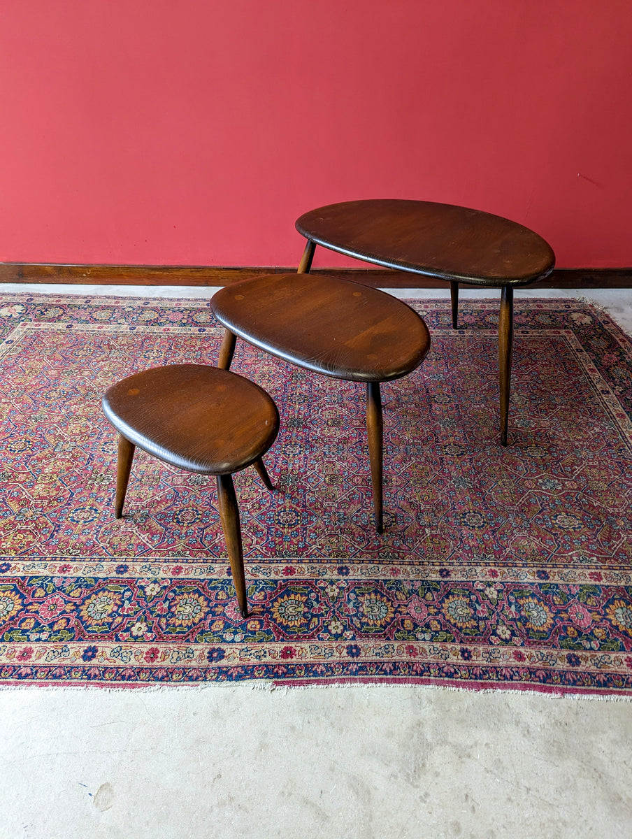 Set of 3 Mid Century Ercol Pebble Dark Elm Nesting Tables – Founders ...